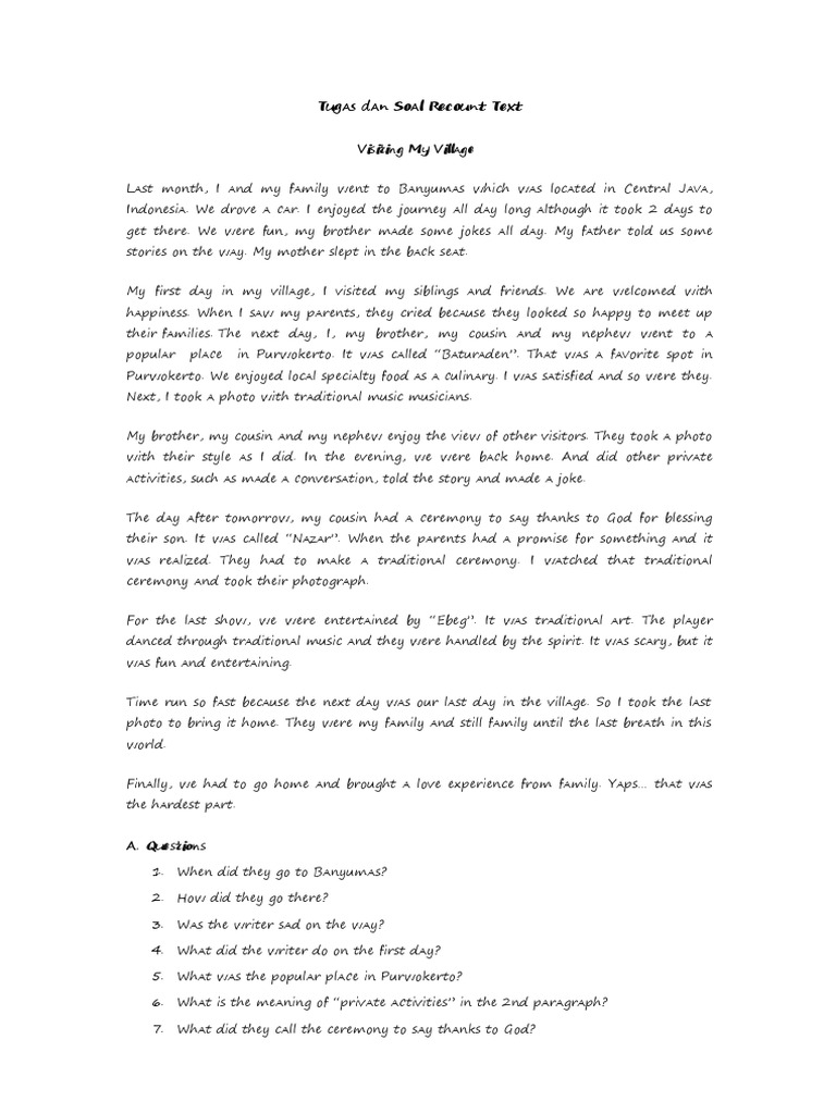 Tugas Dan Soal Recount Text | PDF