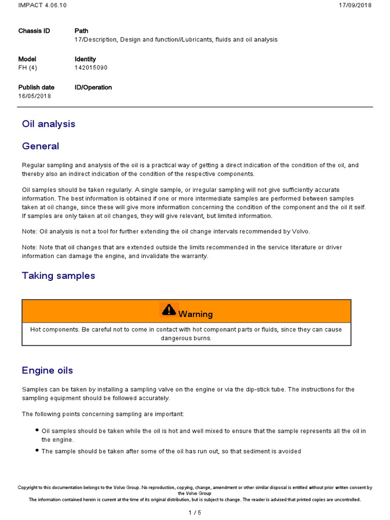 Volvo Oil Analysis | PDF | Motor Oil | Piston