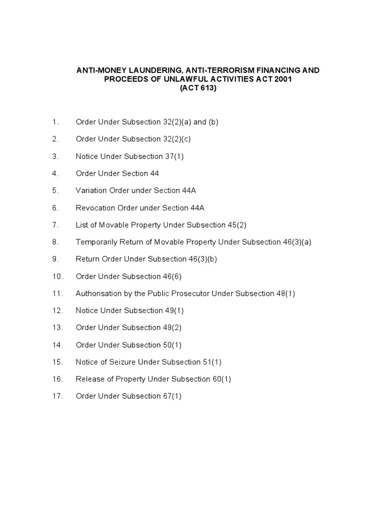 AMLA Orders and Notices Overview | PDF | Terrorism Financing | Money ...