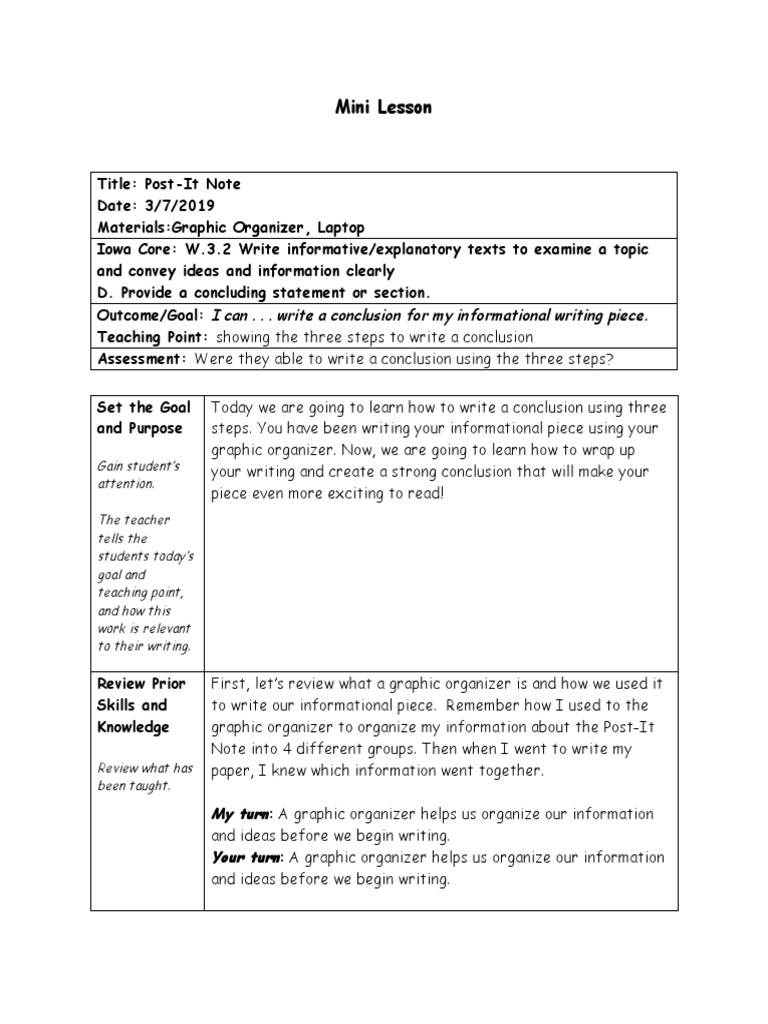 Conclusion Mini Lesson | Download Free PDF | Behavior Modification ...