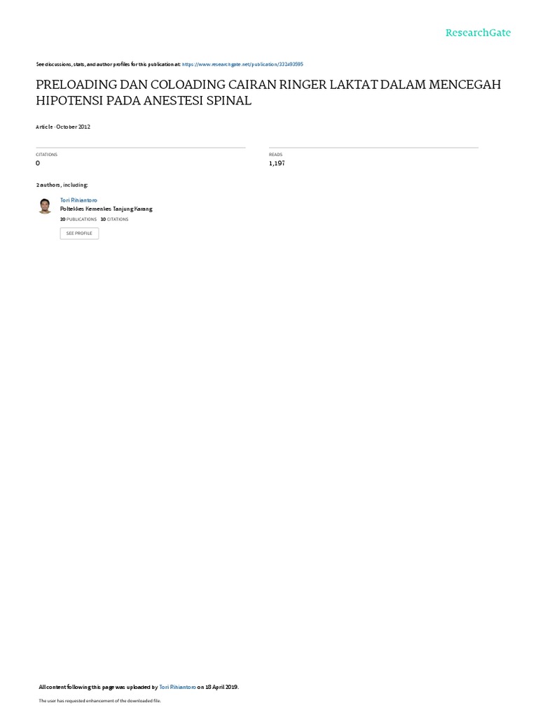 Preloading Dan Coloading Cairan Ringer Laktat | PDF