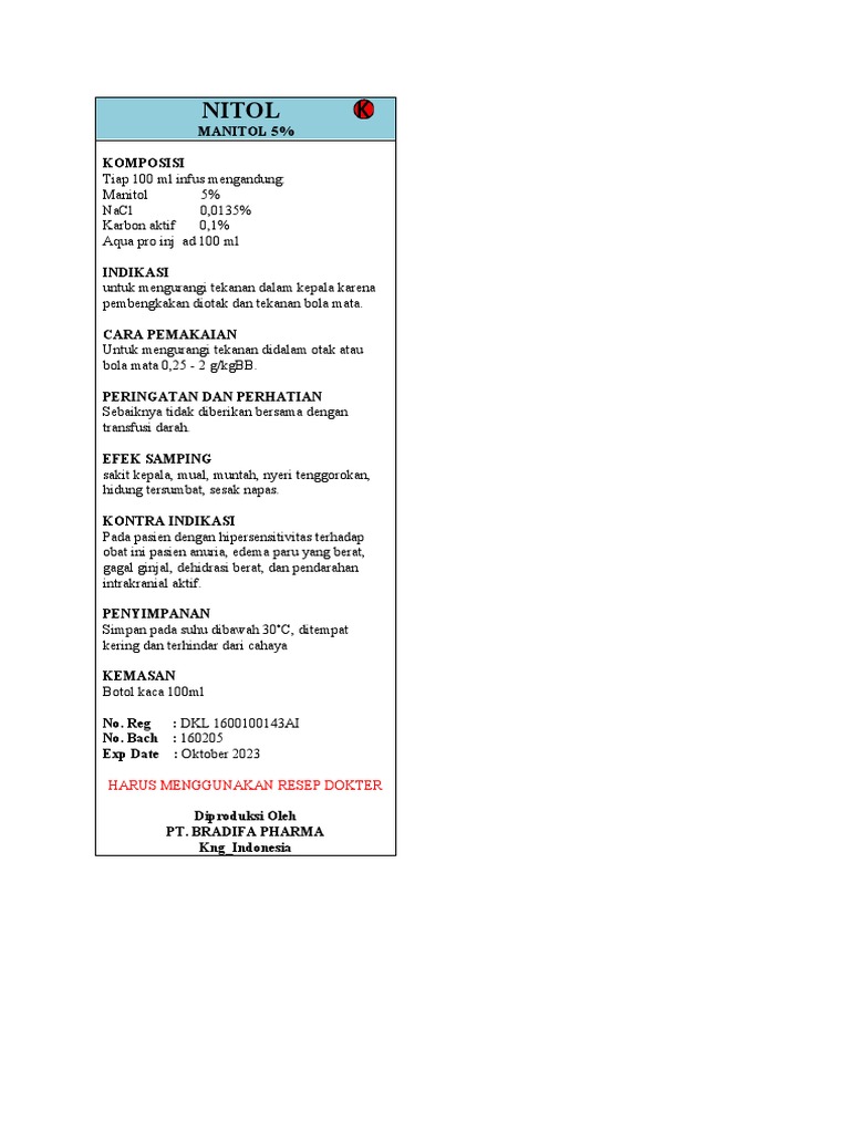 Brosur Infus Manitol | PDF | Sains & Matematika