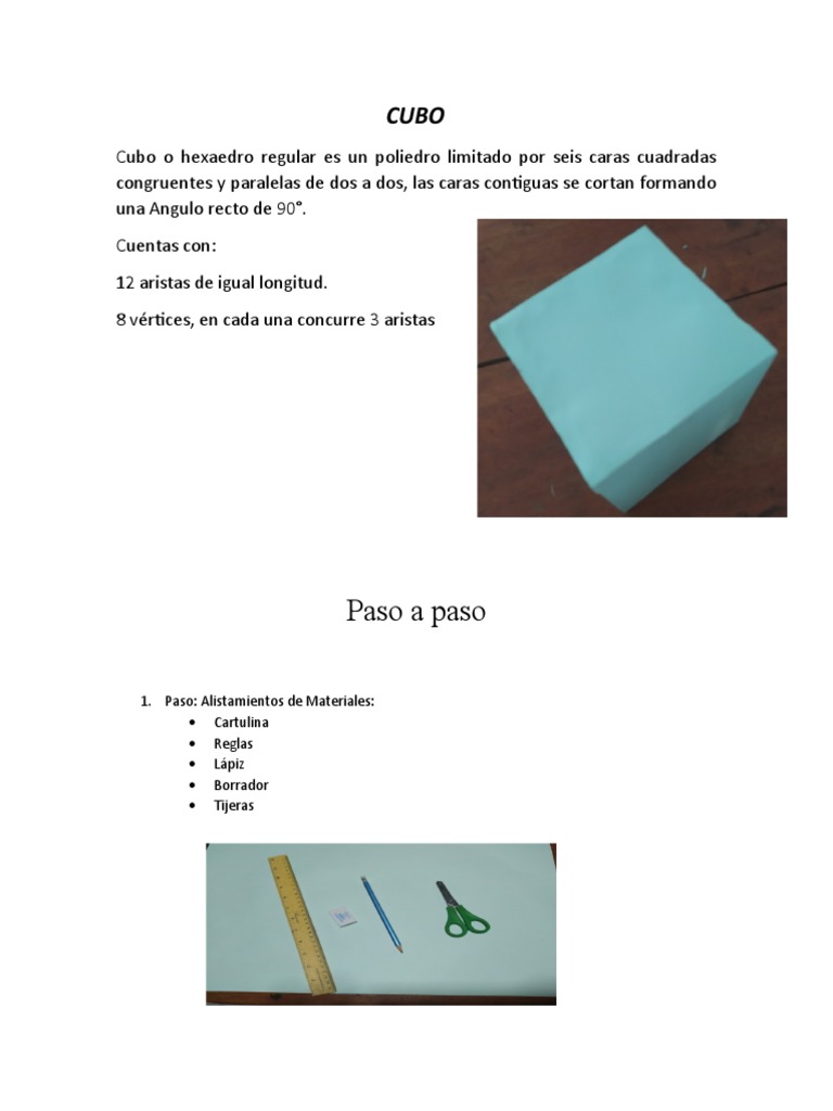 Construcción de un Cubo de Cartulina | PDF