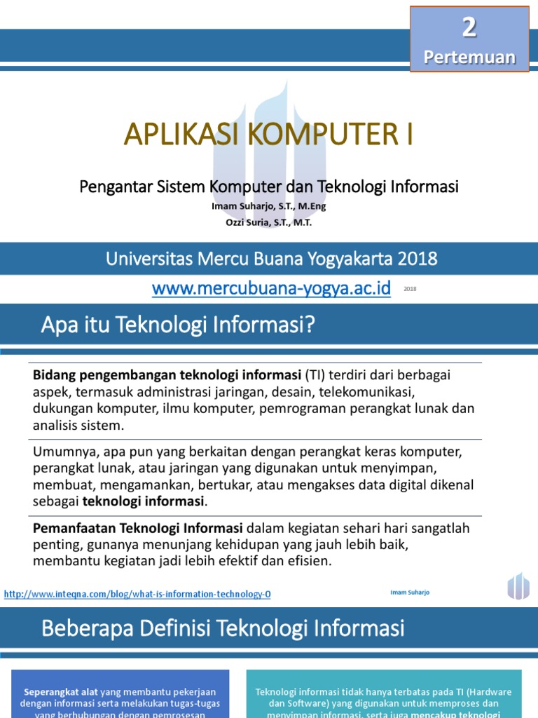 P02-APLIKOM1-Pengantar Sistem Komputer Dan Teknologi Informasi | PDF