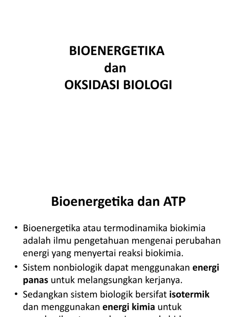 Bioenergetika, Oksidasi Biologi Dan Rantai Respirasi | PDF