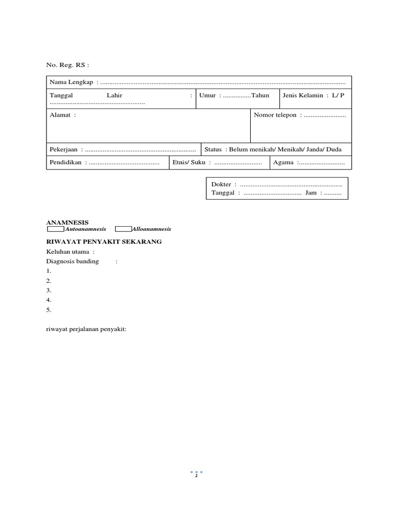 Formulir Anamnesis Medis | PDF