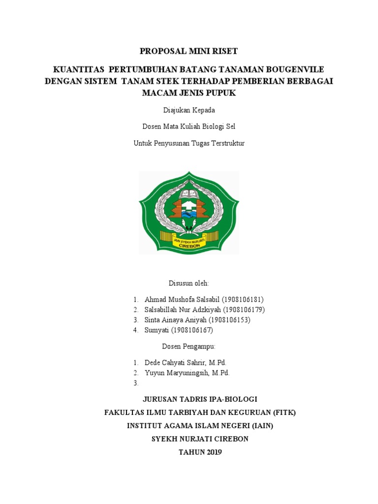 Proposal Mini Riset Biosel | PDF