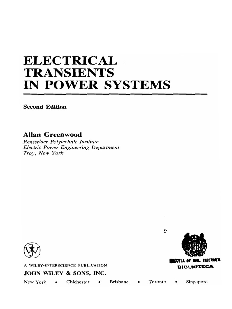 PDF Electrical Transients in Power Systems Allan Greenwood DL Unlocked ...