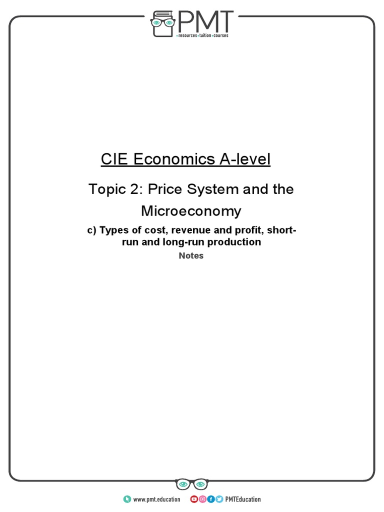 C) Types of Cost, Revenue and Profit, Short-Run and Long-Run Production ...