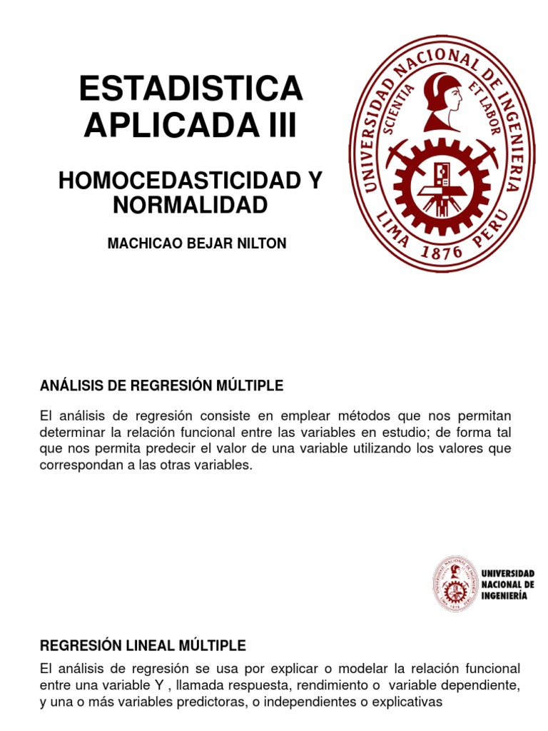 Homocedasticidad y Normalidad | PDF | Multicolinealidad | Análisis de ...