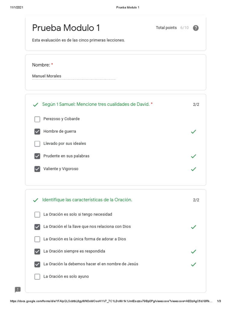 Prueba Modulo 1 | PDF | Oración | Sobrenatural