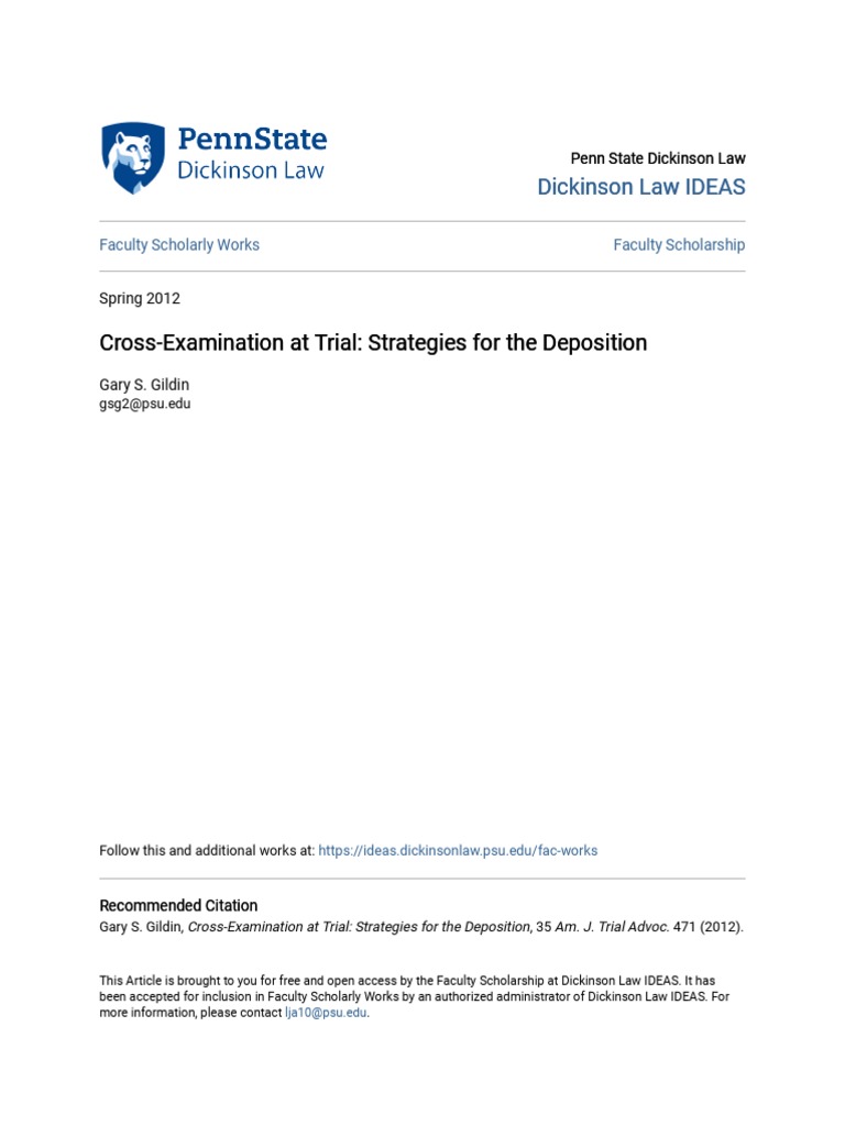 Cross-Examination Deposition Strategies | PDF | Deposition (Law) | Witness