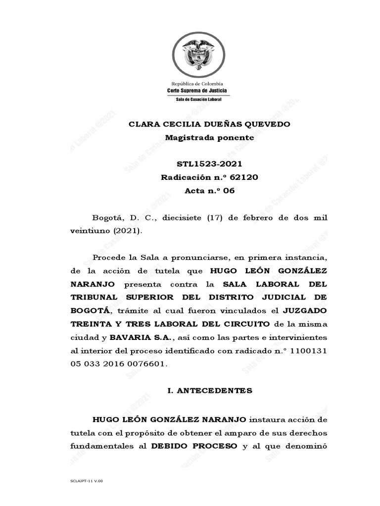 STL1523-2021 Artículo 121 Del CGP No Aplica en Materia Laboral ...