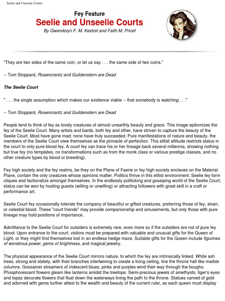 Seelie and Unseelie Courts: Fey Feature | PDF | Dungeons & Dragons ...