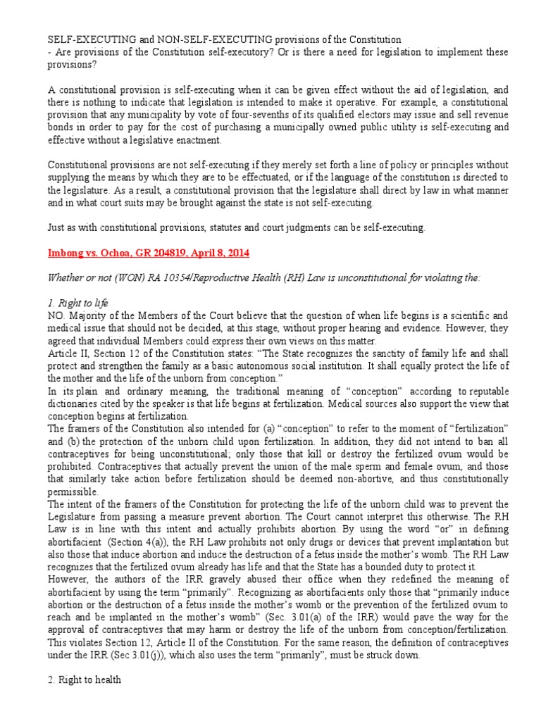 Self-Executing & Non-Self-Executing Constitutional Provisions | PDF ... Self-Executing & Non-Self-Executing Constitutional Provisions | PDF ...