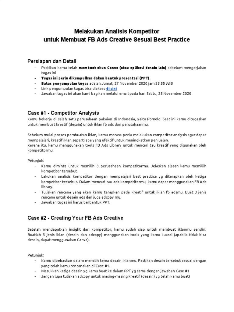 RevoU Mini Course - 23nov - Study Case | PDF