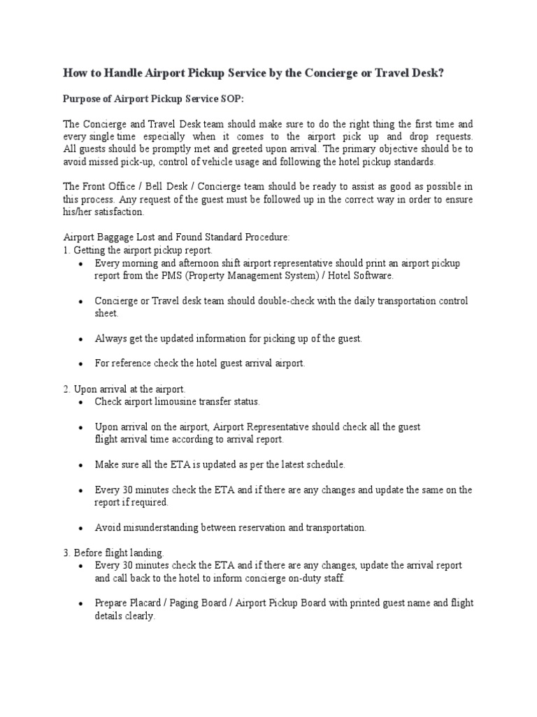 How To Handle Airport Pickup Service by The Concierge or Travel Desk ...