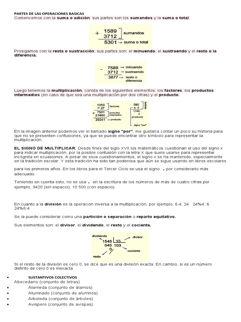 Partes de Las Operaciones Basicas | PDF