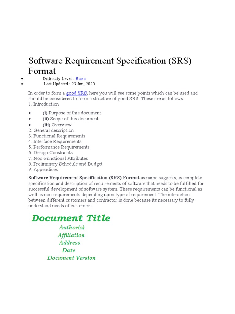 Software Requirement Specification | PDF | Databases | Specification (Technical Standard)