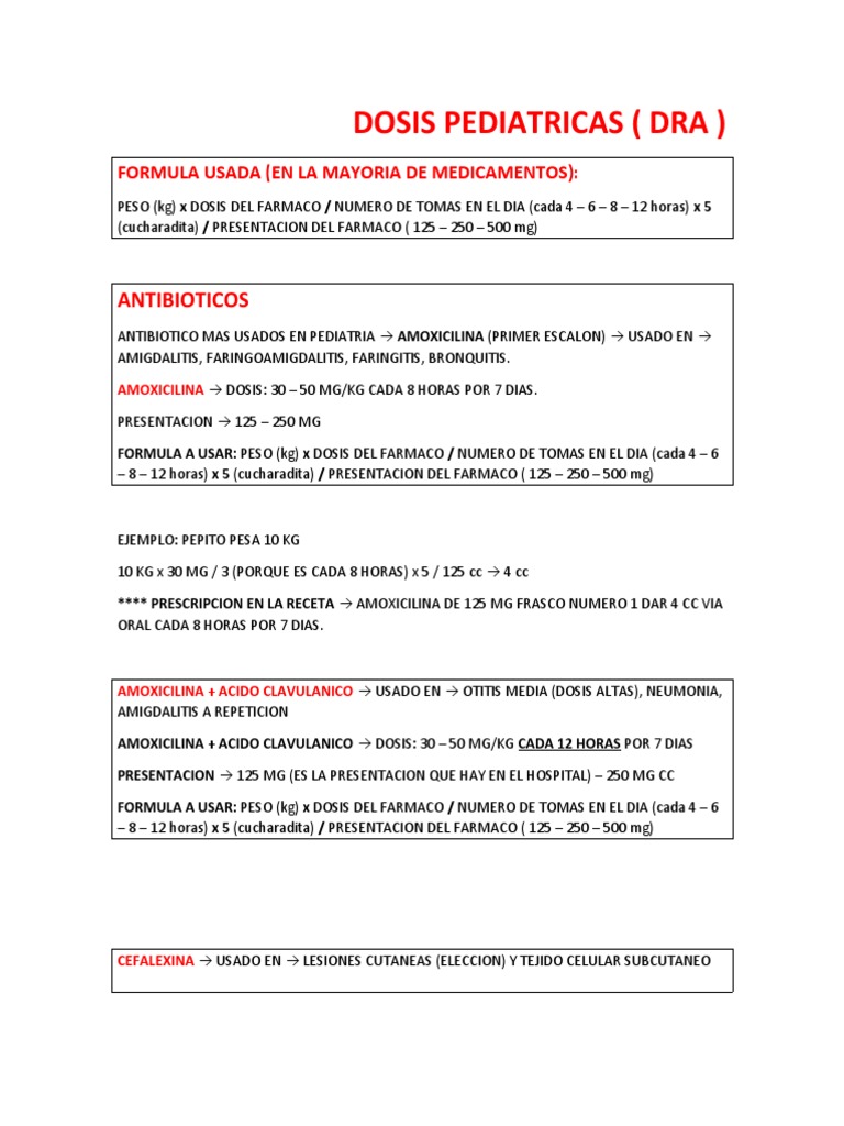 Dosis Pediátricas de Medicamentos | PDF | Organización Mundial de la ...