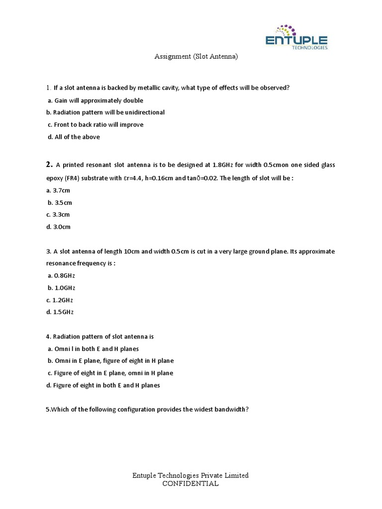 Slot Antenna Assignment | PDF