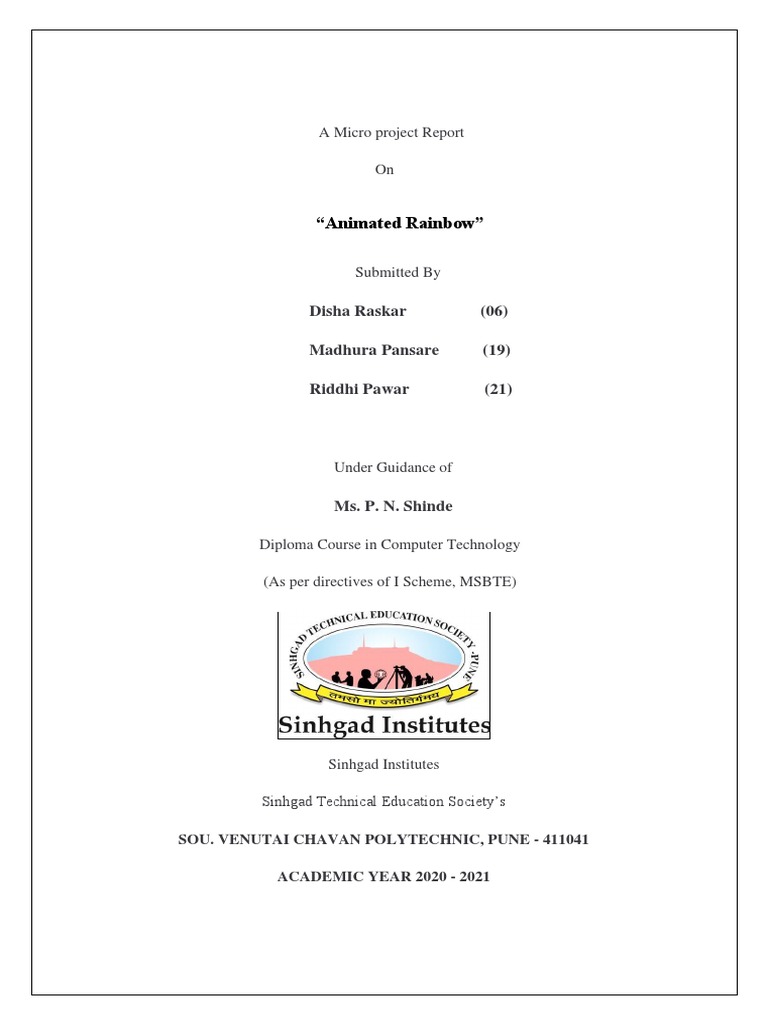 "Animated Rainbow": A Micro Project Report On | PDF | Graphics ...