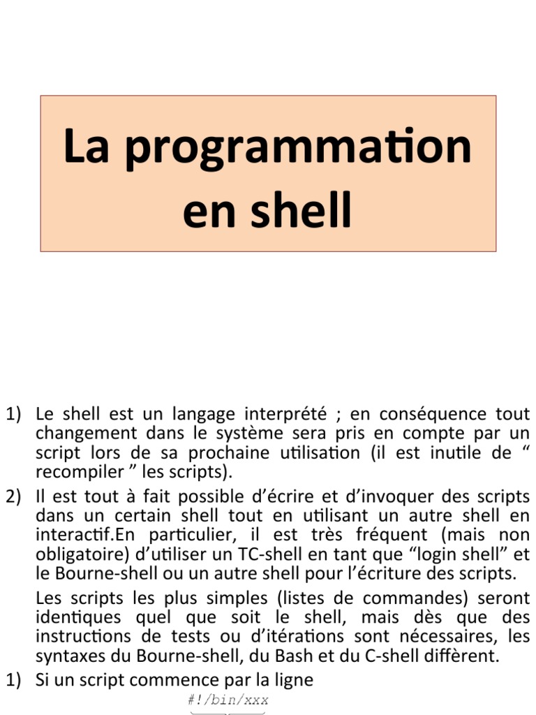 La Programmation en Shell | PDF | Structure de contrôle | Gestion ...