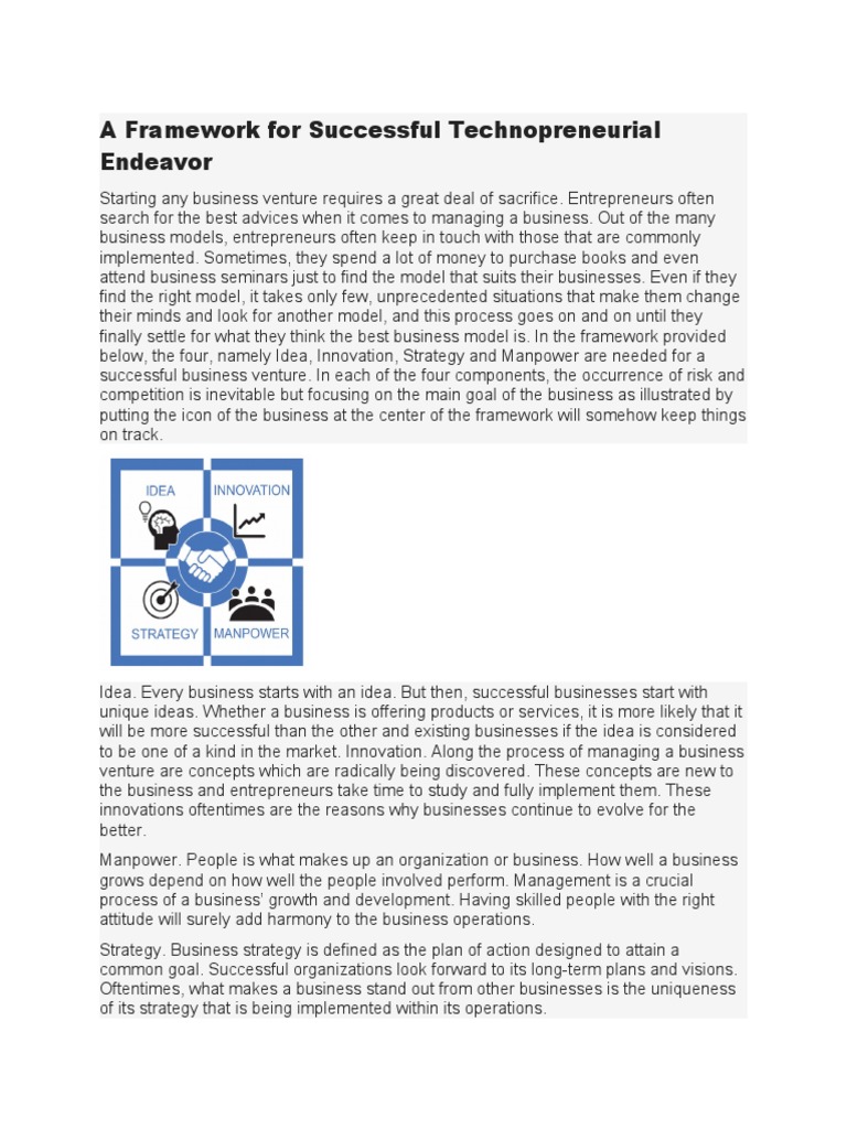A Framework For Successful Technopreneurial Endeavor | PDF | Entrepreneurship | Innovation