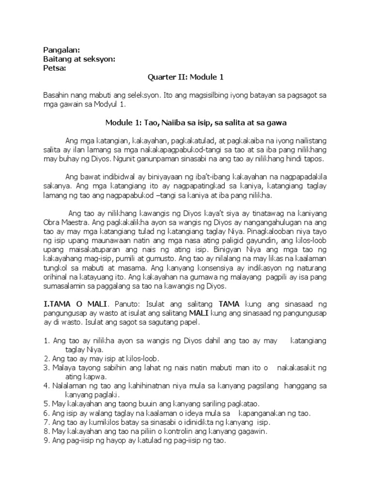 Q2 - Module 1 (Grade 7) | PDF