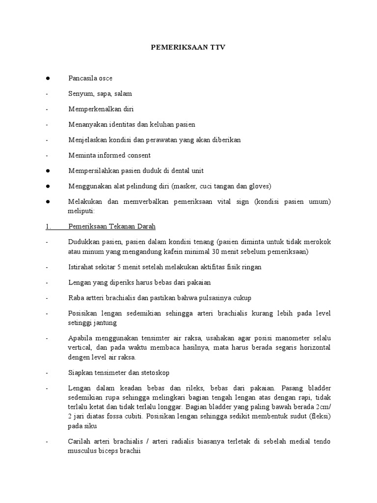 BM - Osce - Pemeriksaan TTV Dan Diagnosa Fraktur Lefort | PDF