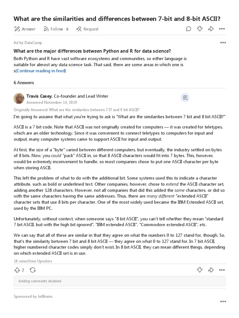 What Are The Similarities and Differences Between 7-Bit and 8-Bit ASCII ...