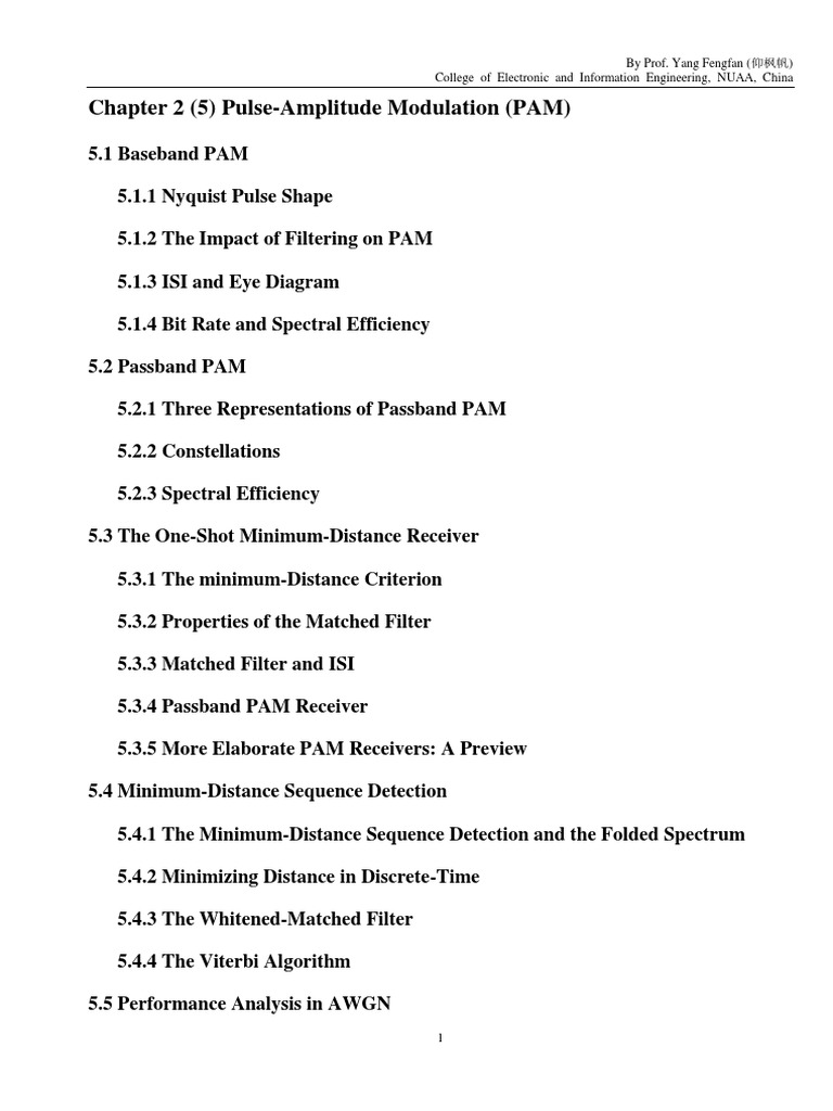 Chapter 2 (5) Pulse-Amplitude Modulation (PAM) | PDF | Modulation | Information And ...