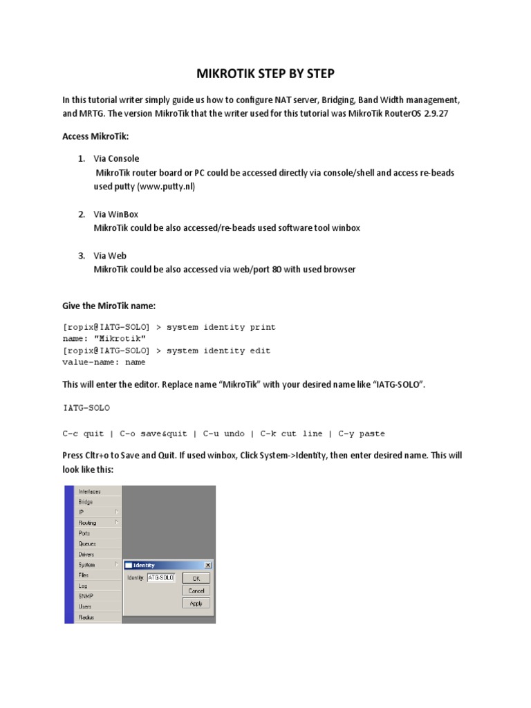 Tutorial Mikrotik Step by Step | PDF | Proxy Server | Ip Address
