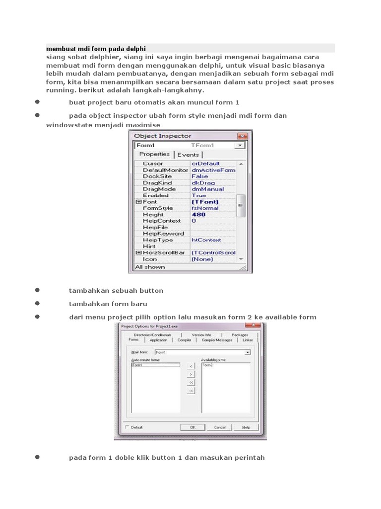 MDI Form di Delphi: Panduan Praktis | PDF | Karier & Perkembangan | Seni