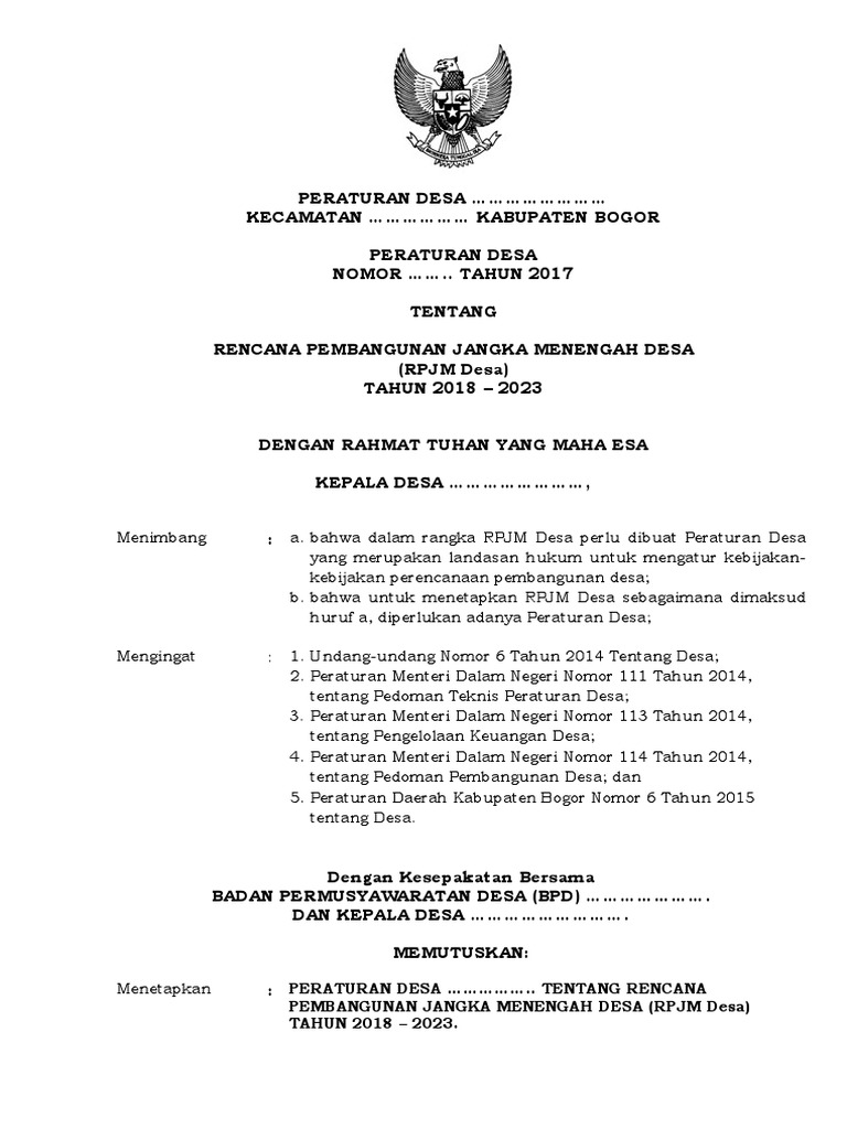 Perdes RPJM Desa | PDF