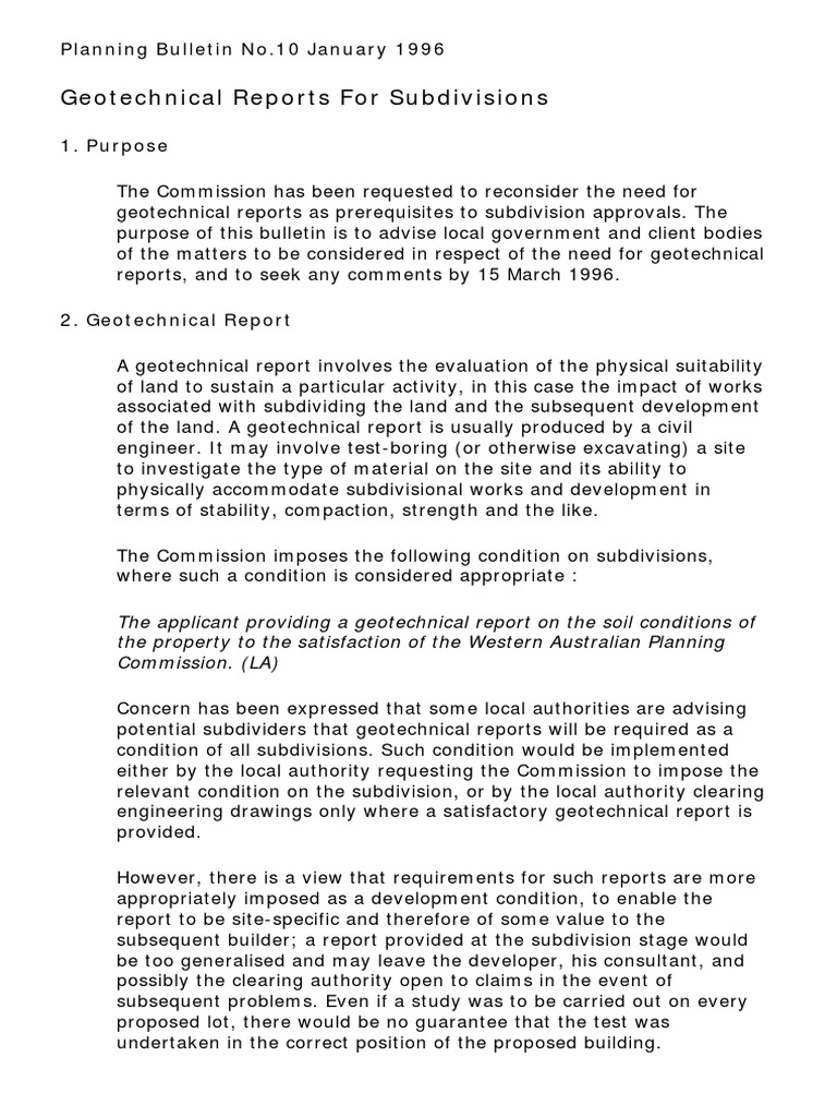 Geotechnical Reports For Subdivisions | PDF | Geotechnical Engineering ...