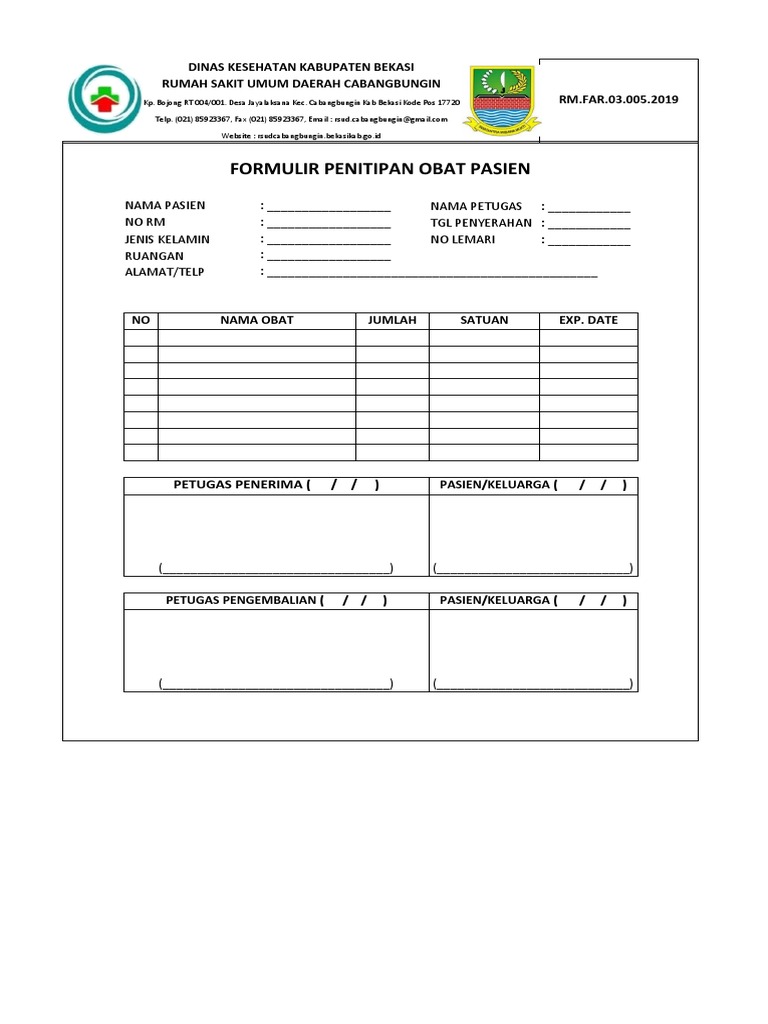 Form Penitipan Obat Pasien | PDF