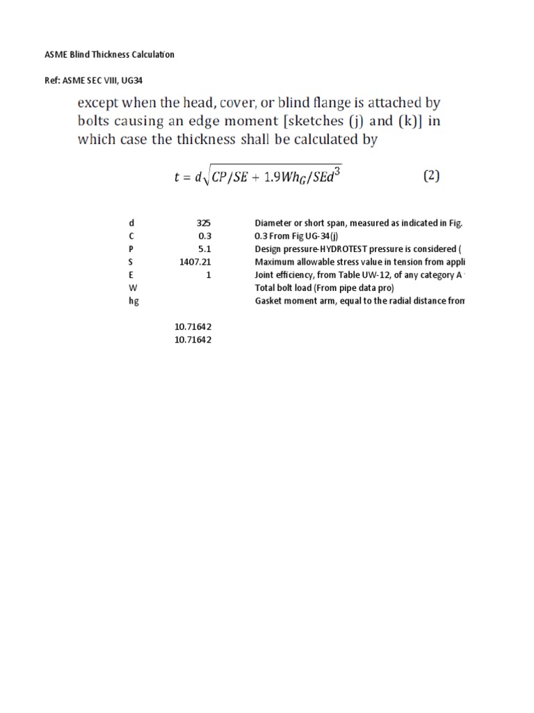 ASME UG-34 Blind Flange Thickness Guide | PDF | Science & Mathematics