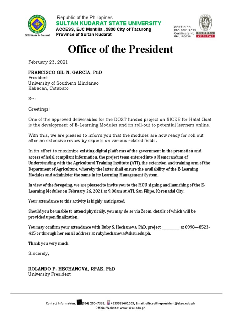 Invitation To Launching and Moa Signing | PDF | Educational Technology ...