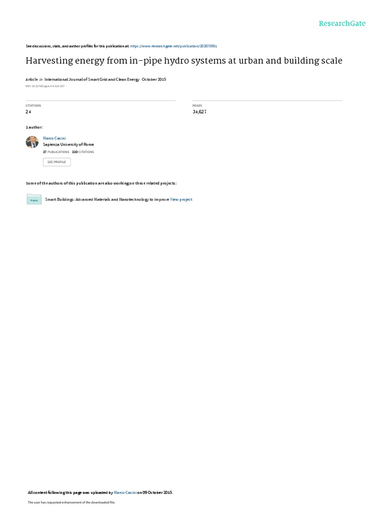 Harvesting Energy From In-Pipe Hydro Systems at Urban and Building ...