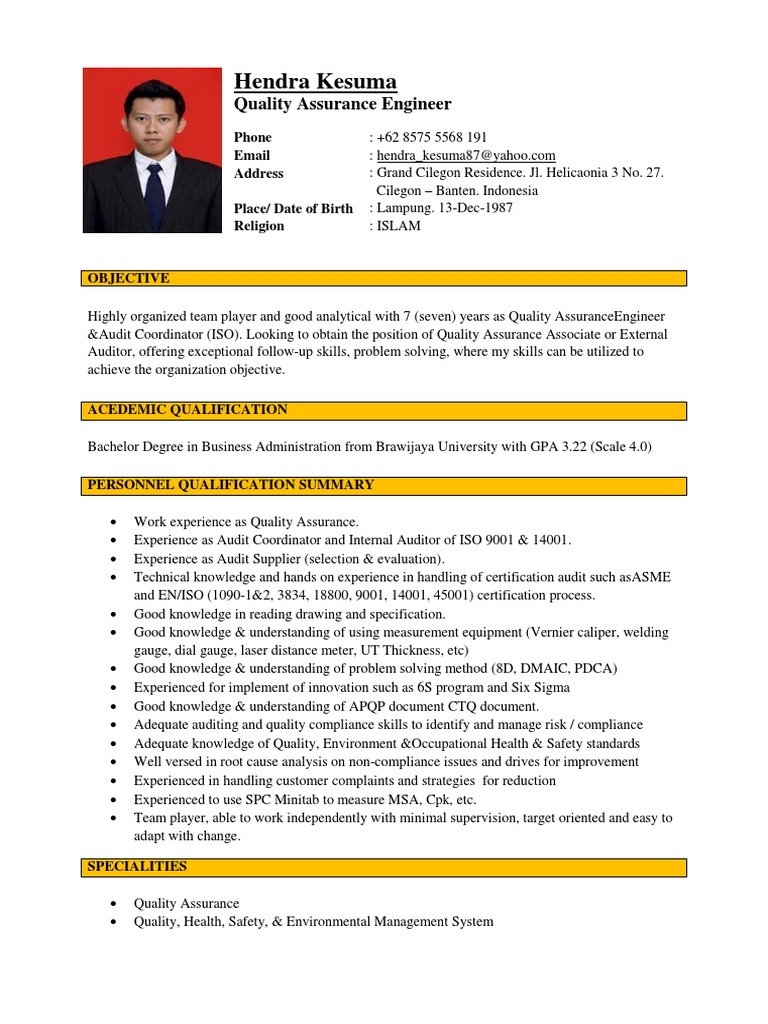 CV - Hendra Kesuma 2021-Updated | PDF | Quality Assurance | Internal Audit