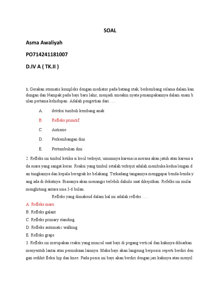 Soal Refleks Primitif | PDF