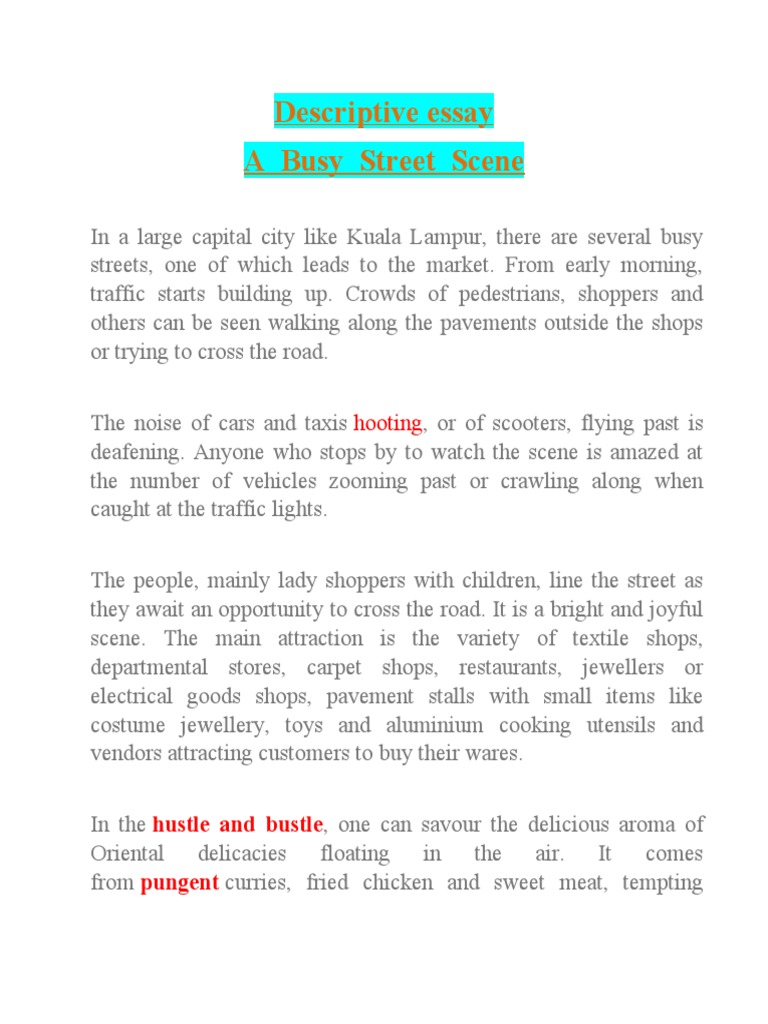 A Busy Street Scene (Descriptive Essay) | PDF