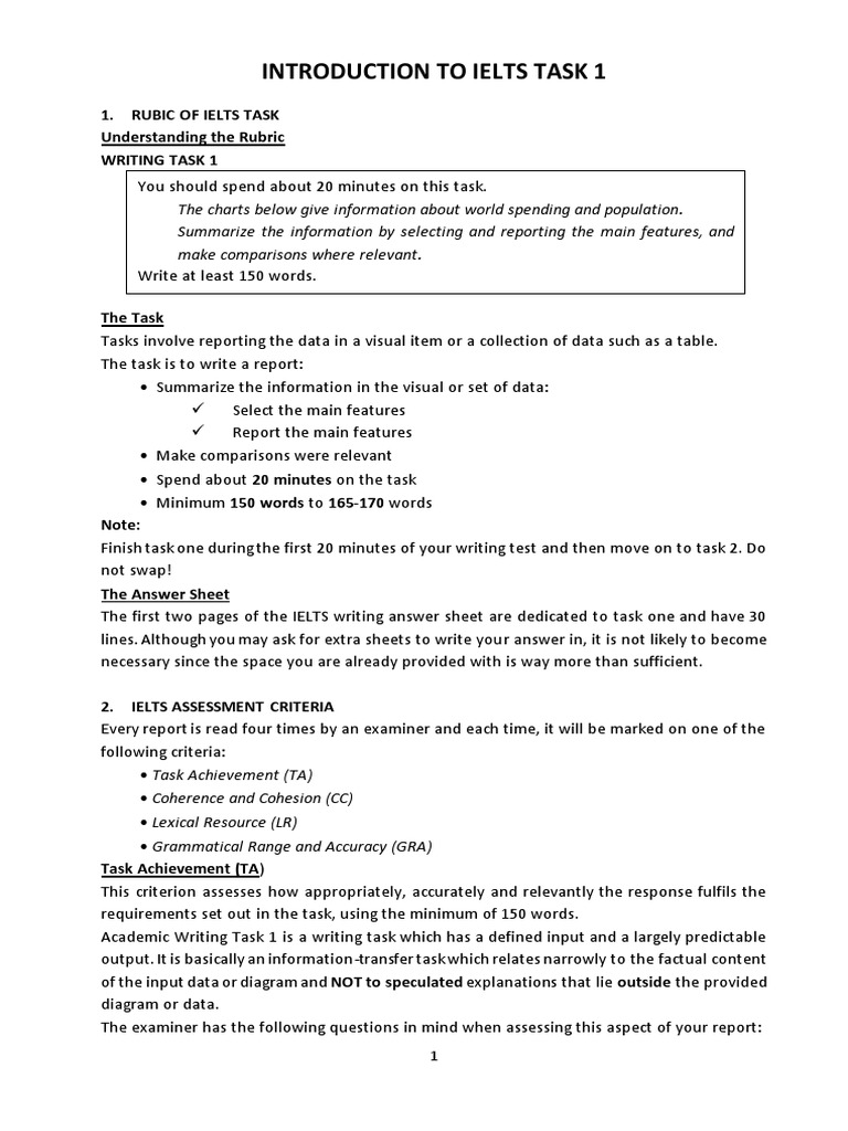 IELTS Task 1 Writing Guide | PDF | Phrase | International English ...