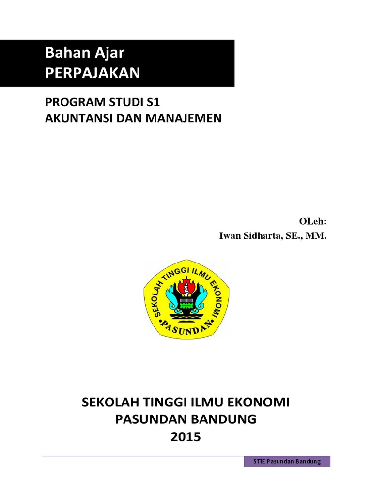 Bahan Ajar Perpajakan Program Studi s1 A | PDF | Pengelolaan Keuangan ...