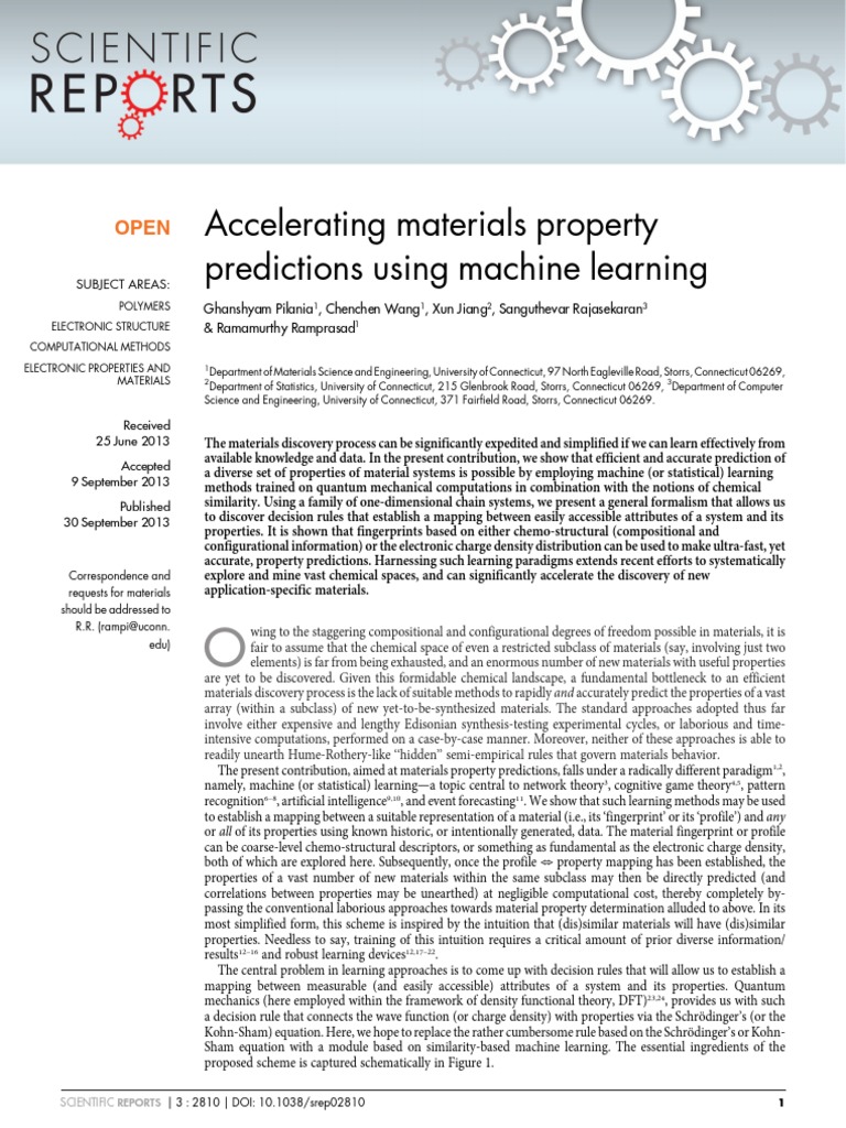Accelerating Materials Property Predictions Using Machine Learning | PDF | Density Functional ...