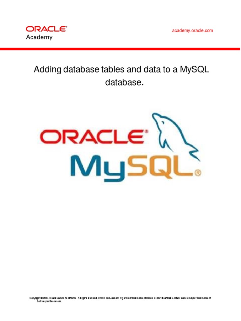 3 Adding Database Tables and Data To A MySQL Database | PDF | My Sql ...