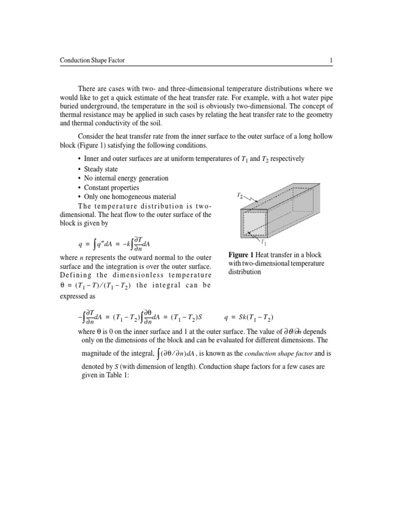 Conduction Shape Factor | PDF | Thermal Conduction | Heat Transfer