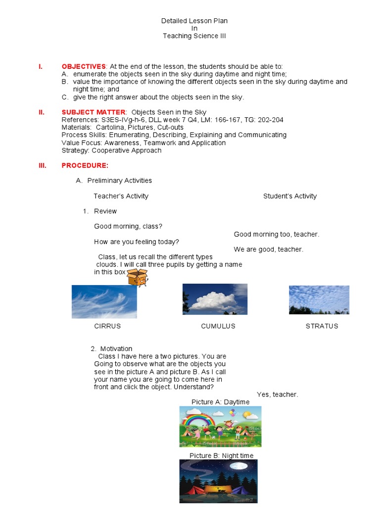 Lesson Plan | PDF | Sky | Lesson Plan