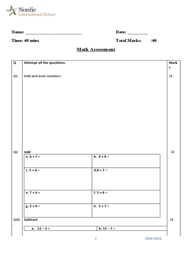 Year 2 Maths Assessment Paper | PDF | Teaching Mathematics